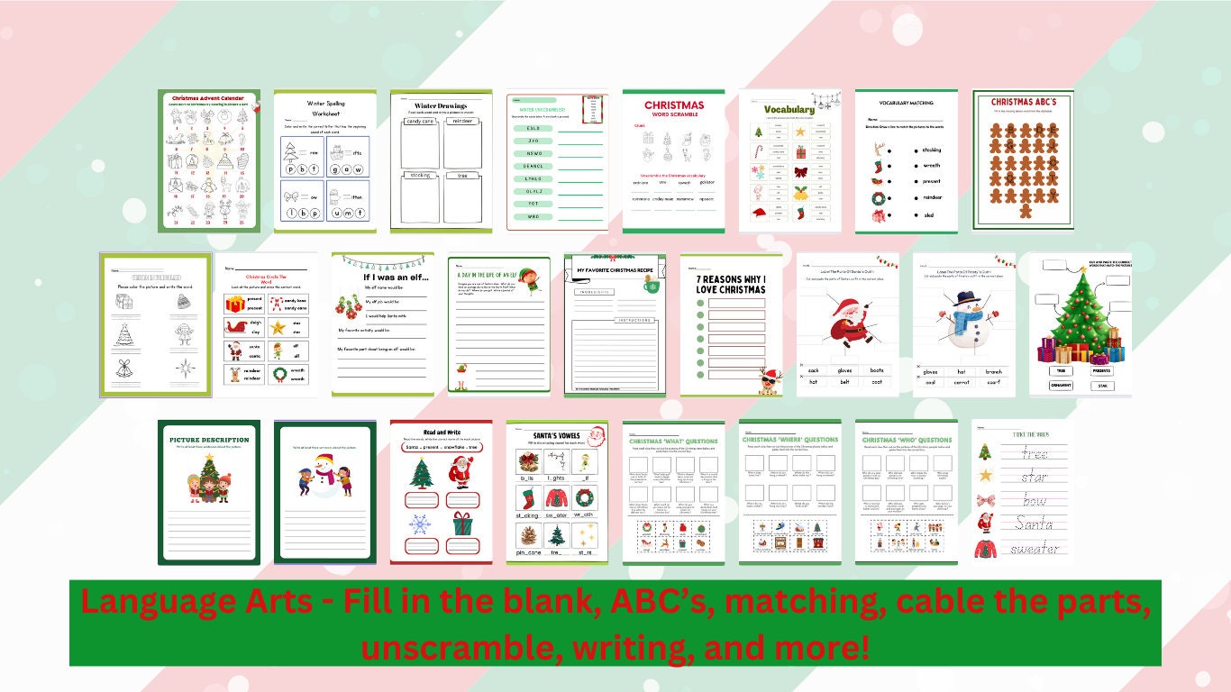 Christmas Winter Digital Printable Preschool to 1st Grade Montessori ...