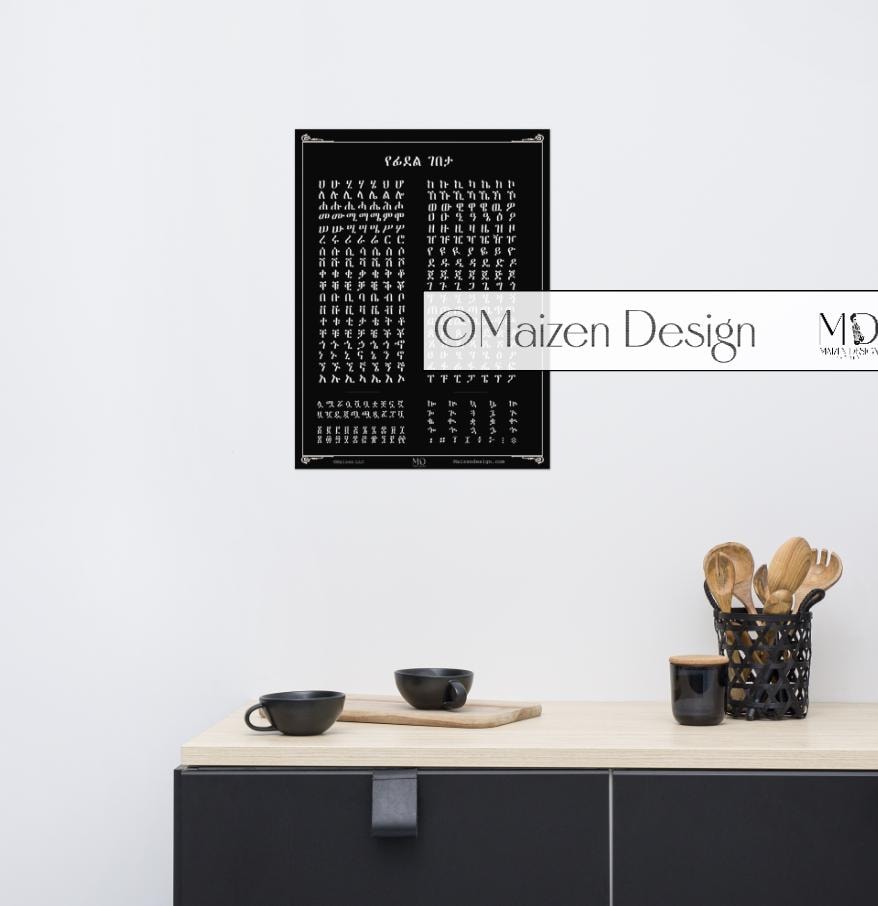 Geez Alphabet (ethiopian & Eritrean) Black Poster - Etsy UK