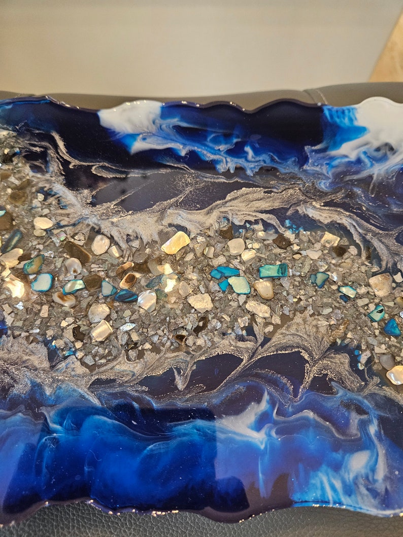 River Table Serving Tray With Glass Elegant Decorative Tray W/ - Etsy