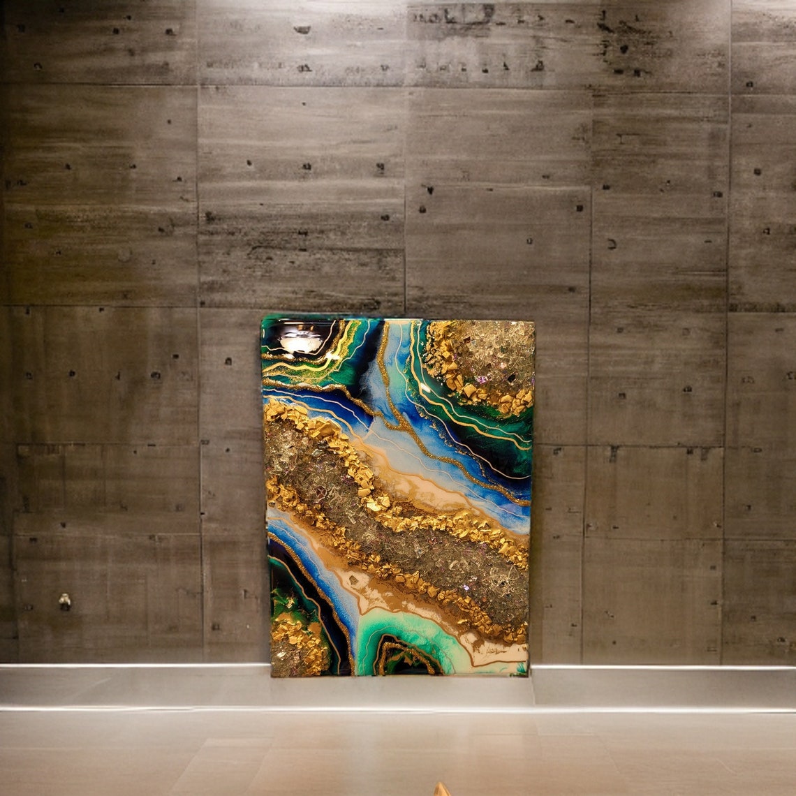 15x11 Geode Resin Art / Epoxy Art / Gold / Gold Geode / Resin Artwork ...