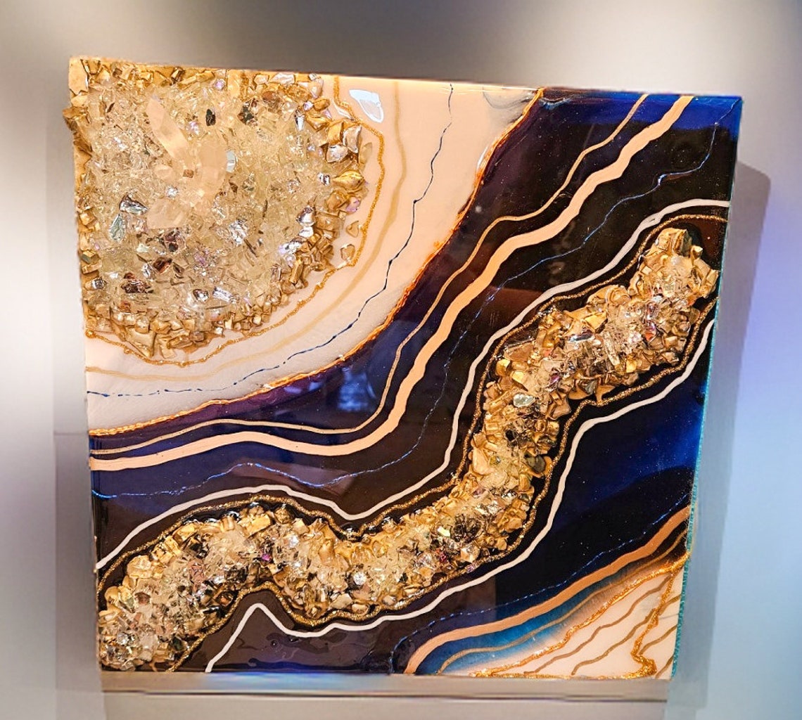 12x12 Geode Resin Art / Epoxy Art / Gold / Gold Geode / Resin - Etsy