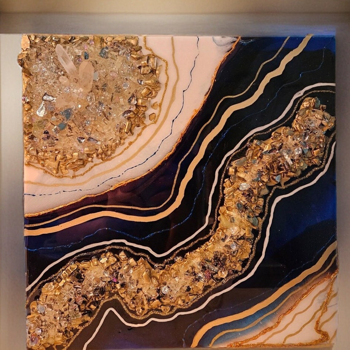 12x12 Geode Resin Art / Epoxy Art / Gold / Gold Geode / Resin - Etsy