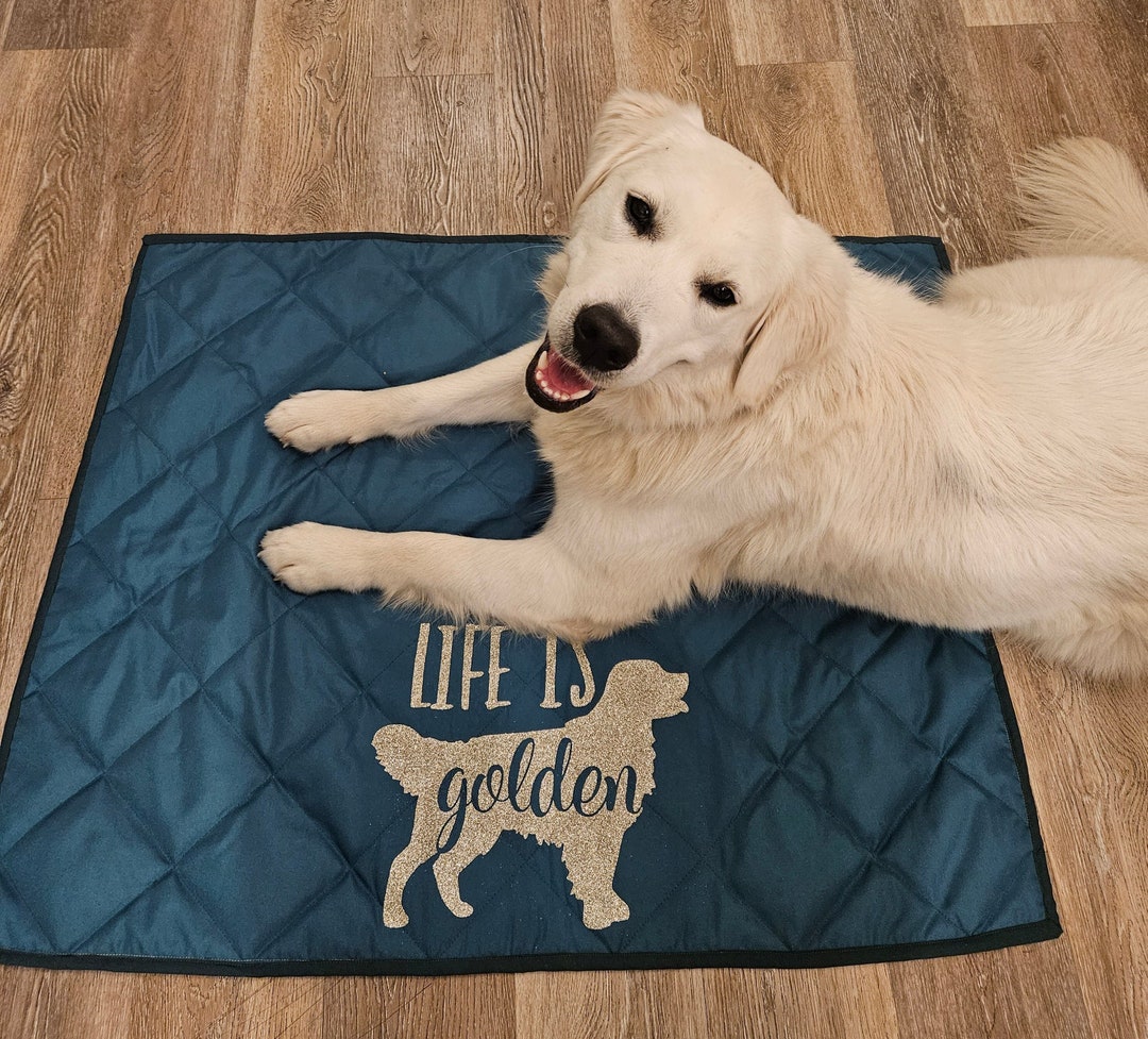 Golden Retriever Dog Blanket Quilted Place Training Mat, Settle Mat, Dog Bed, Service Dog ...