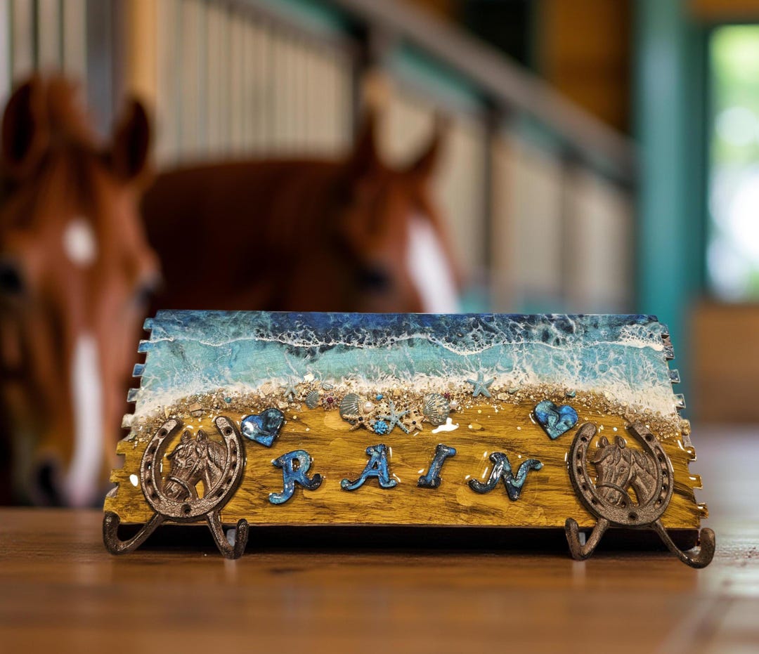 Personalized Wood and Resin Art Horse Name Plate/ Barn Name Plate/horse ...