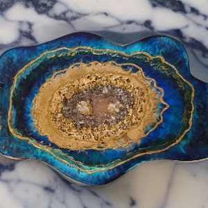 Resin Tray Art Large Quartz Geode Decorative Elegant Tray With Handles ...