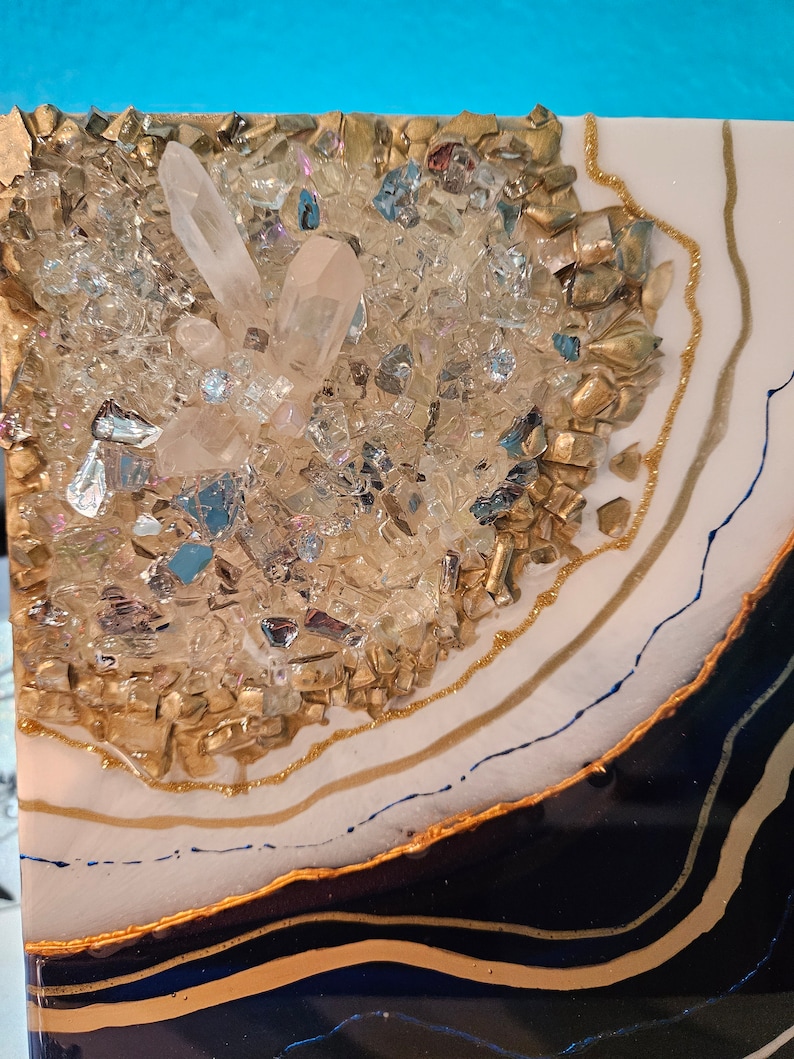 12x12 Geode Resin Art / Epoxy Art / Gold / Gold Geode / Resin - Etsy