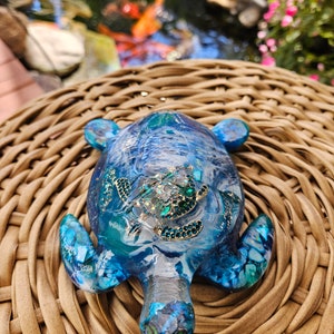 Blue Ocean Resin Turtle/ Glass / Gemstone / Custom Handmade / Turtle ...