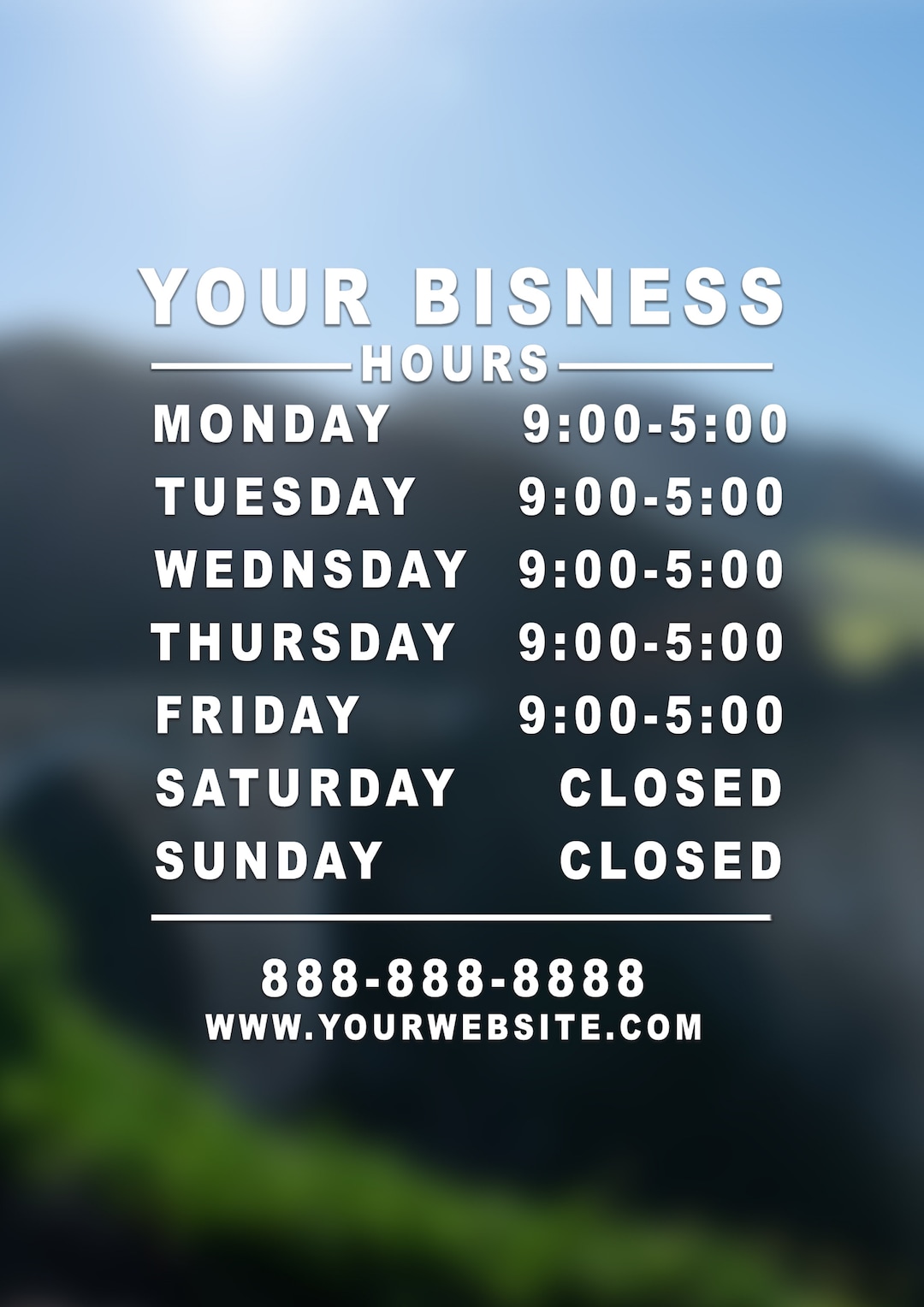 Custom Vinyl Decal for Business Window Custom Decal Store Hours Decal ...