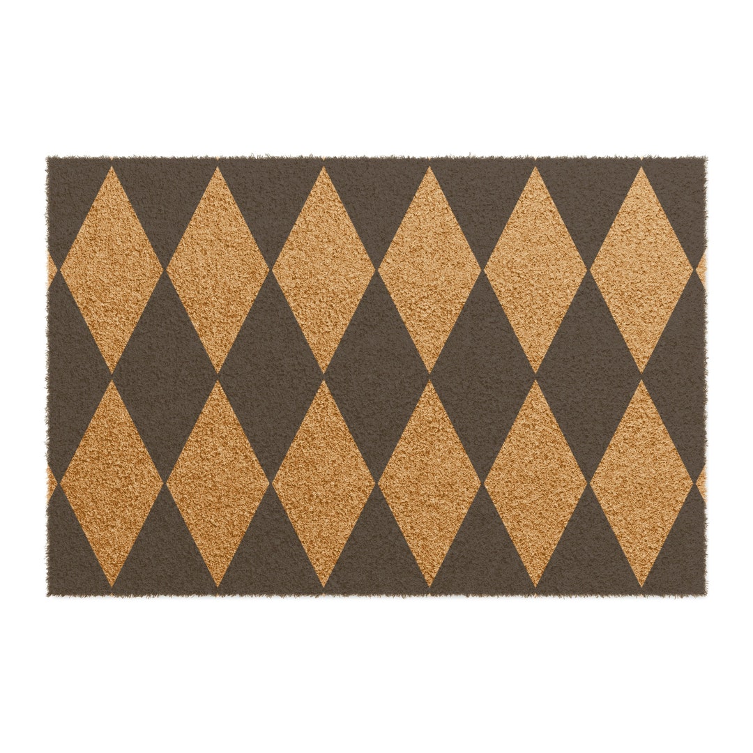 Diamond Checkered Doormat Welcome Mat Black Checkered Chic Doormat - Etsy