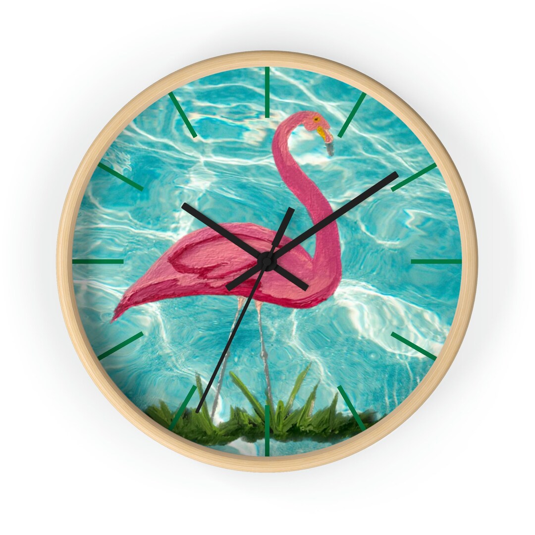 Turquoise Pink Flamingo Clock Personalize the Colors for Hand - Etsy