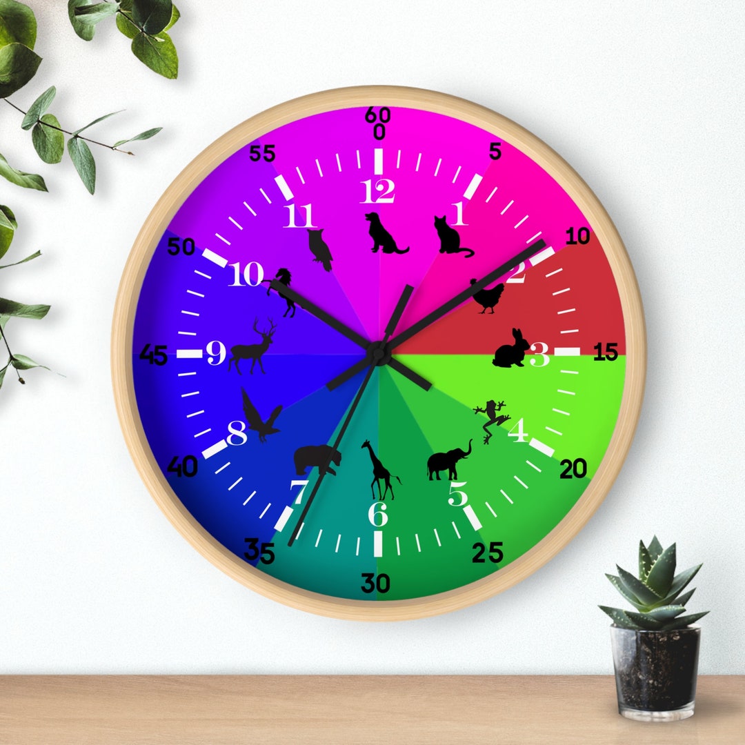 Quiet Wall Clock Silly Clock Colorful Classroom Clock Personalize ...