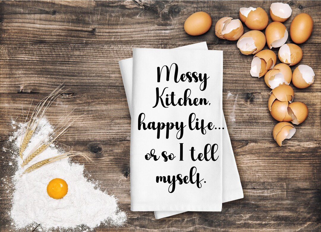 Messy Kitchen Digital Design, Funny Kitchen Design, Dishtowel Design ...