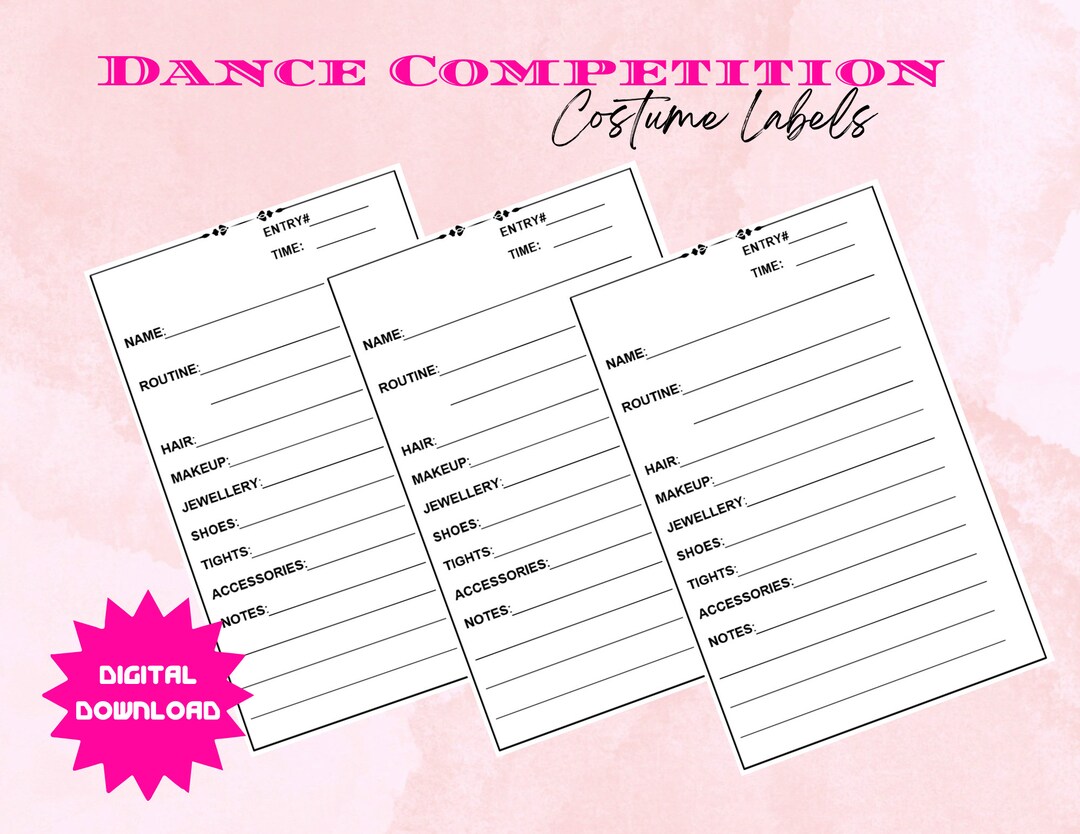 Competition Costume Garment Bag Label for Dance | Skating | Gymnastics ...