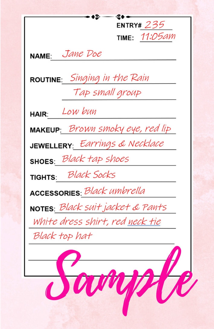 Competition Costume Garment Bag Label for Dance | Skating | Gymnastics ...