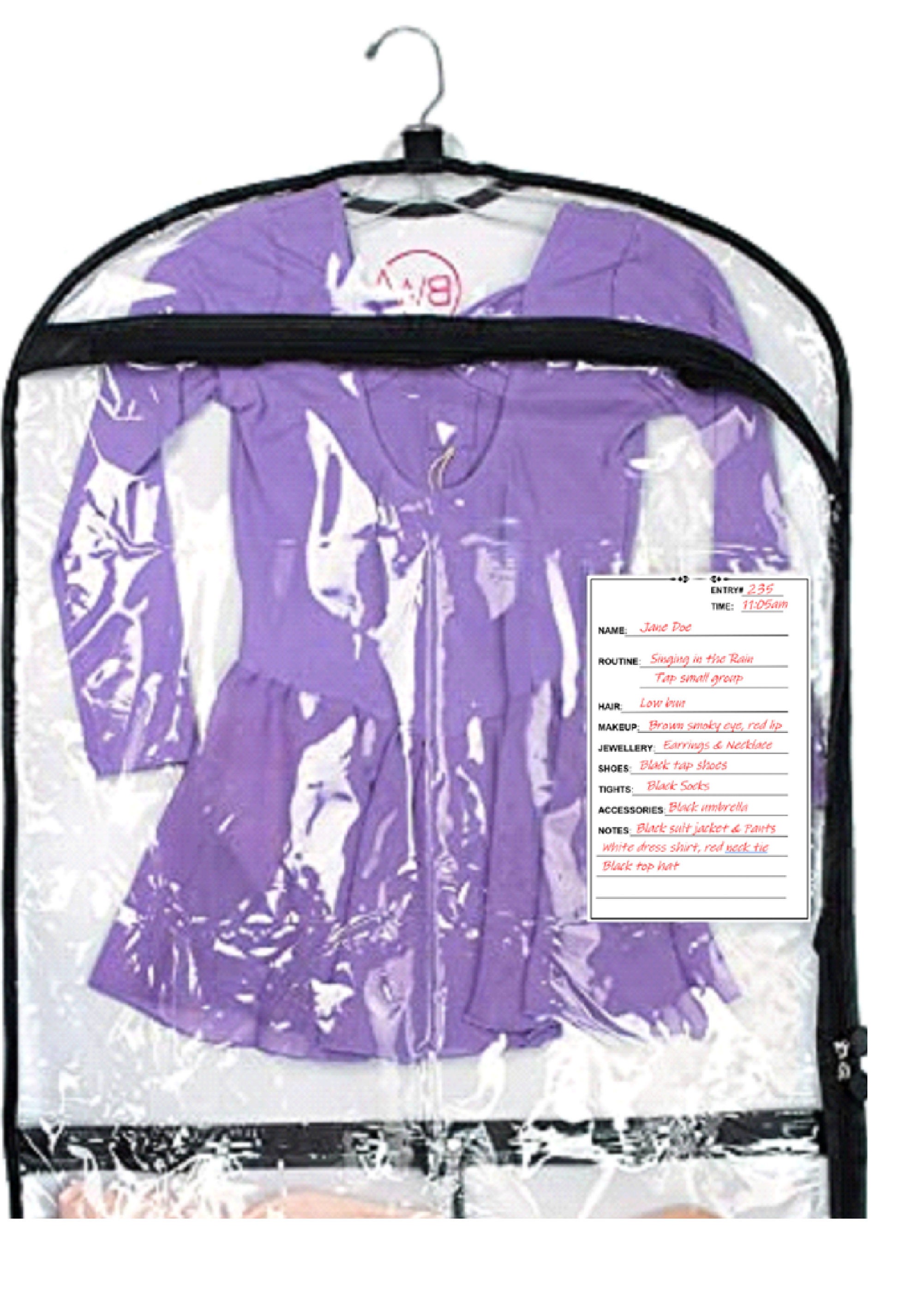 Competition Costume Garment Bag Label for Dance | Skating | Gymnastics ...