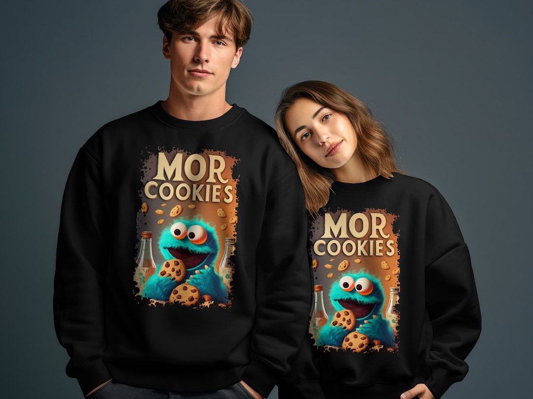 Mor Cut Funny Cookie Monster Sweatshirt, Graphic Blue Creature Craving ...