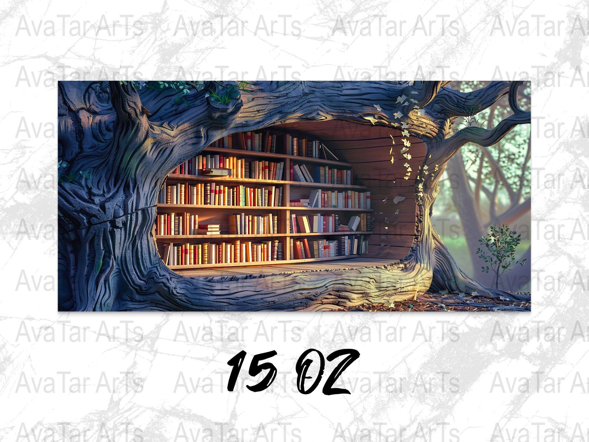 3D Enchanted Forest Bookshelf 3D Mug, Unique Coffee Cup, Fantasy Tree ...