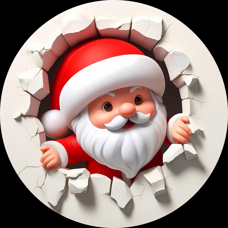 3D Breakthrough Santa Ornament, 3D Breakthrough Santa Figurine, Festive ...