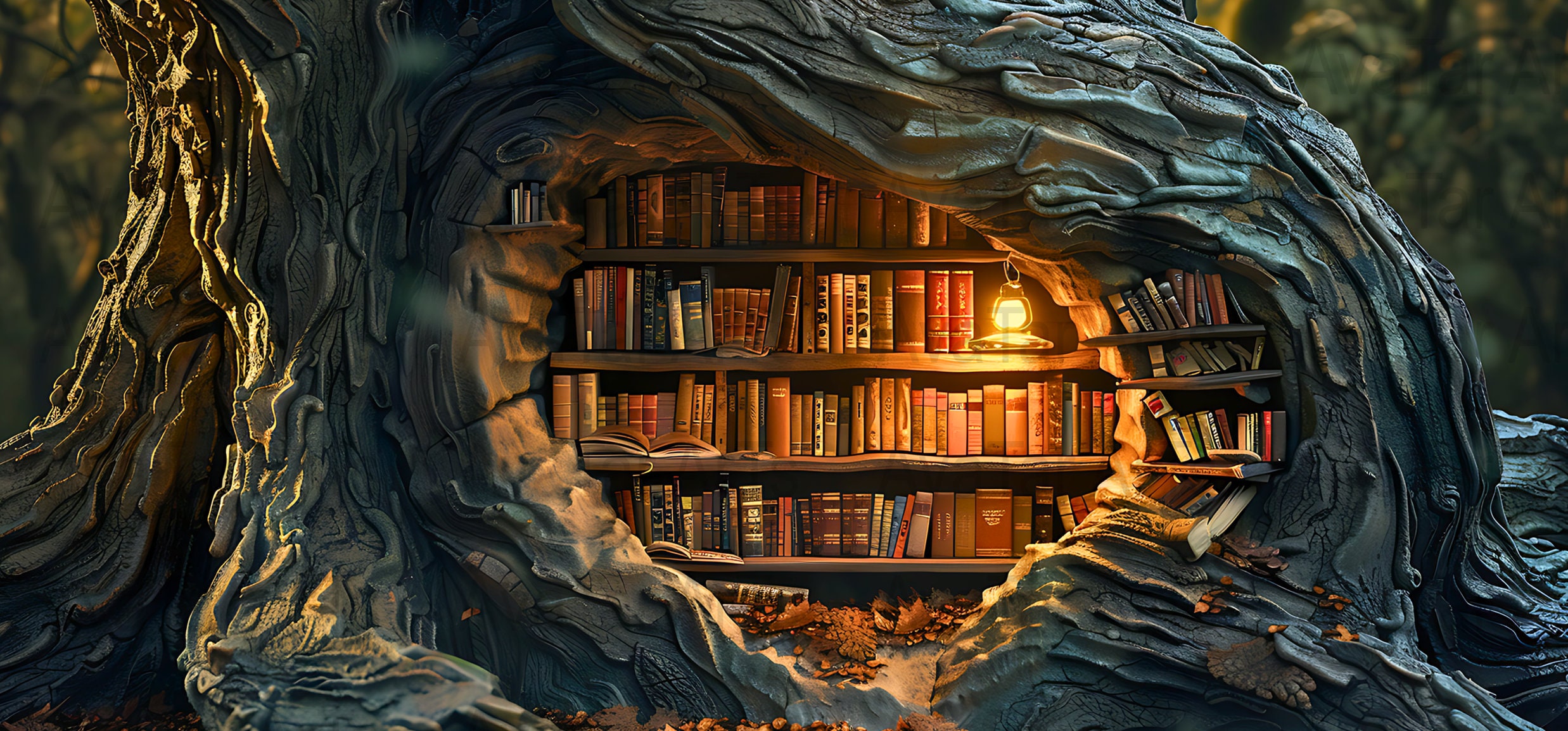 3D Enchanted Forest Library Bookshelf Mug, Unique 3D Wrap Coffee Cup ...