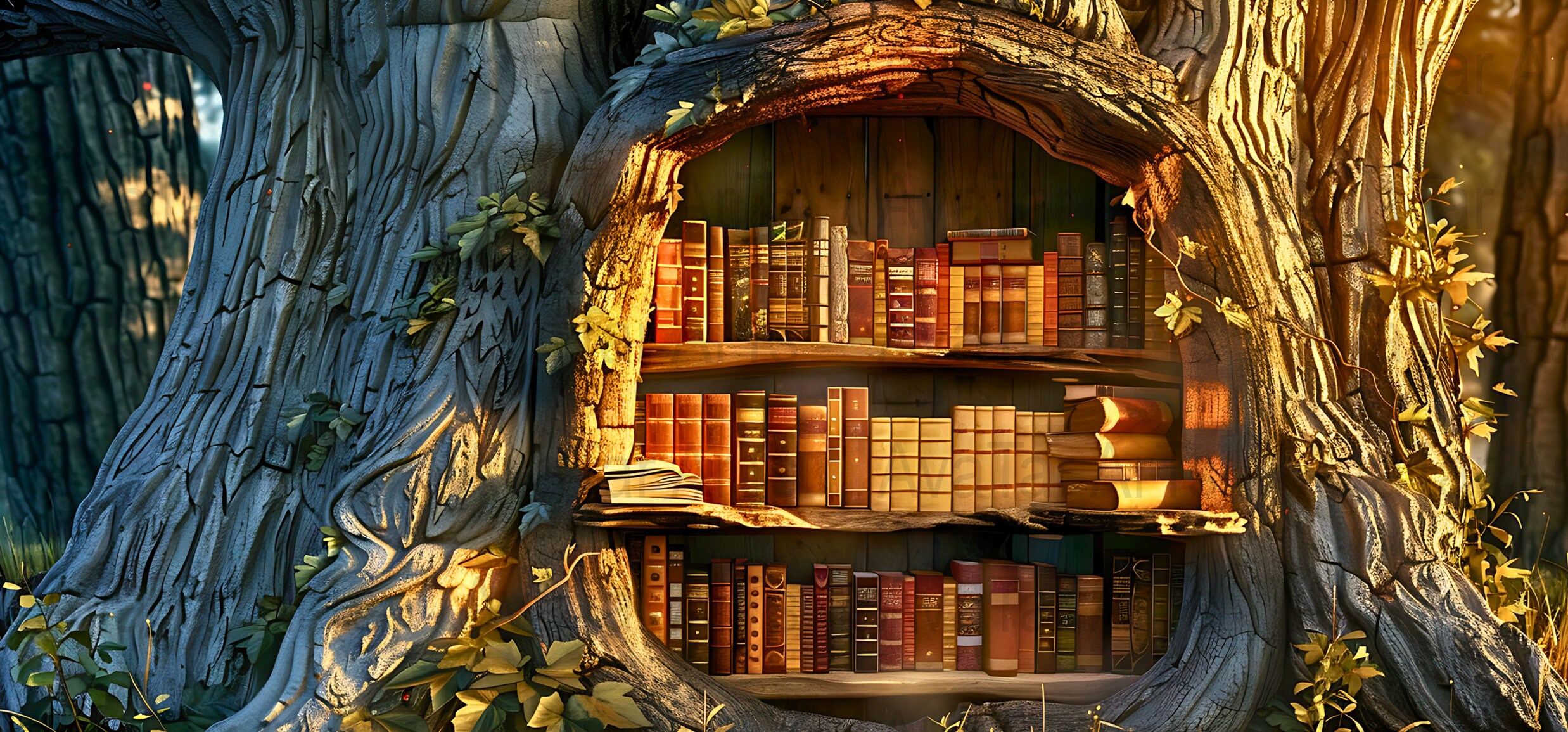 3D Enchanted Forest Bookshelf Mug, 3D Wrap Coffee Cup, Unique Literary ...