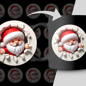 3D Breakthrough Santa Ornament, 3D Breakthrough Santa Figurine, Festive ...