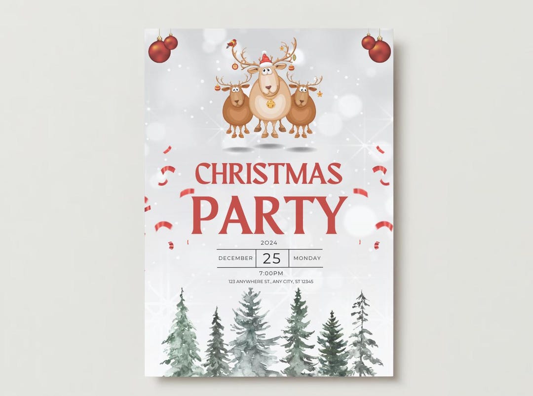 Christmas Party Invitation Custom Printable Christmas Party Invite ...