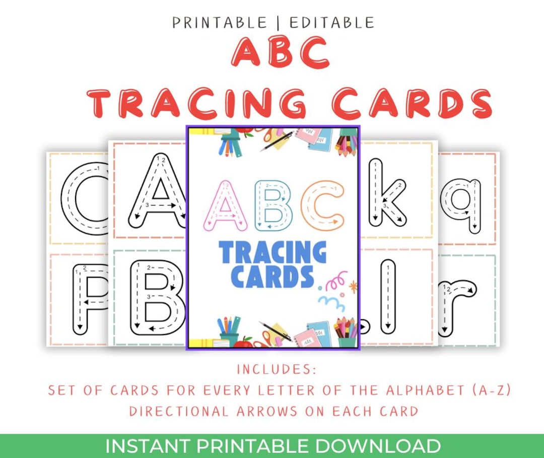 ABC Tracing Cards | Printable Alphabet Worksheets | PDF Instant ...