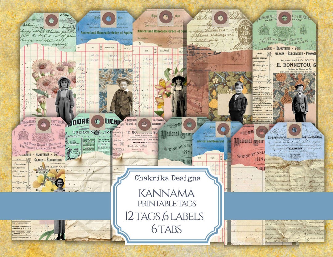 Vintage Style Tags, Labels & Tabs: Printable Journaling Embellishments ...