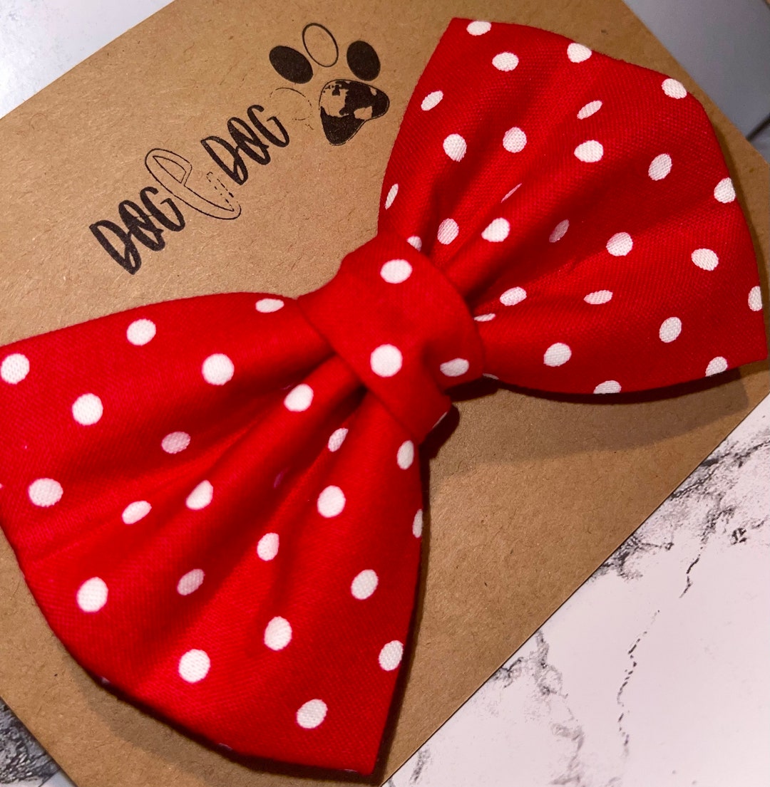 Red With White Polka Dots, Pet Accessories, Dog Bow Tie, Cat Bow Tie ...