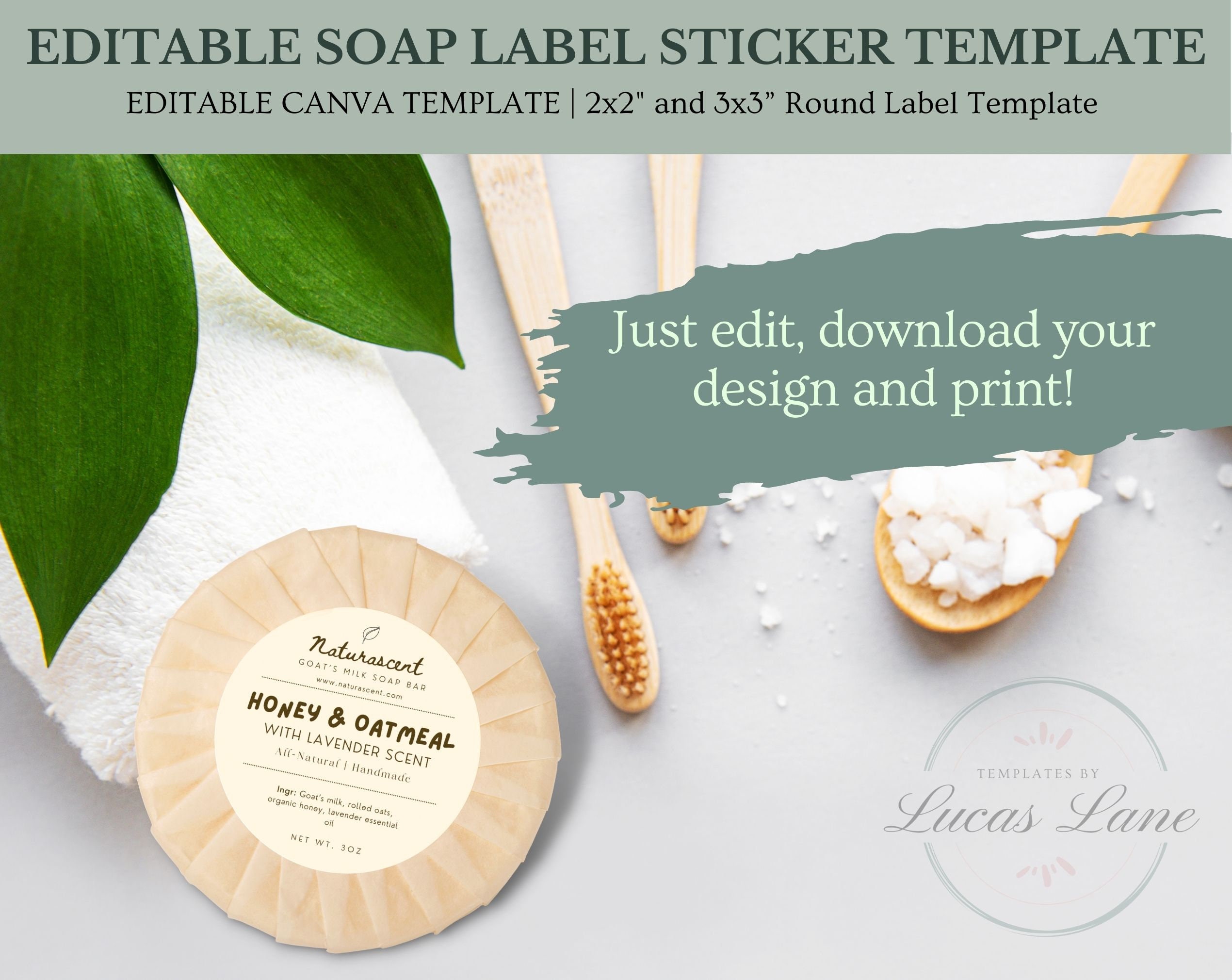 Round Soap Label Sticker Template, Canva Editable Circle Soap Label ...