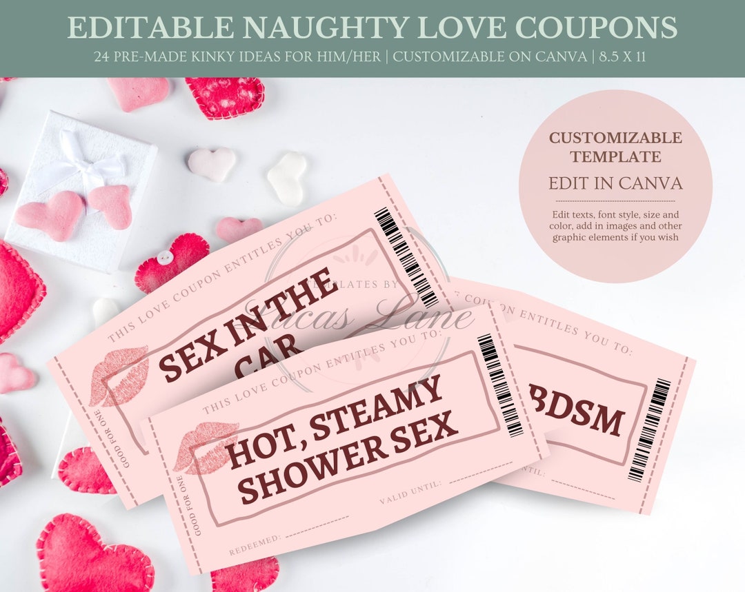 Naughty Love Coupons Template Editable Printable Kinky Love Etsy