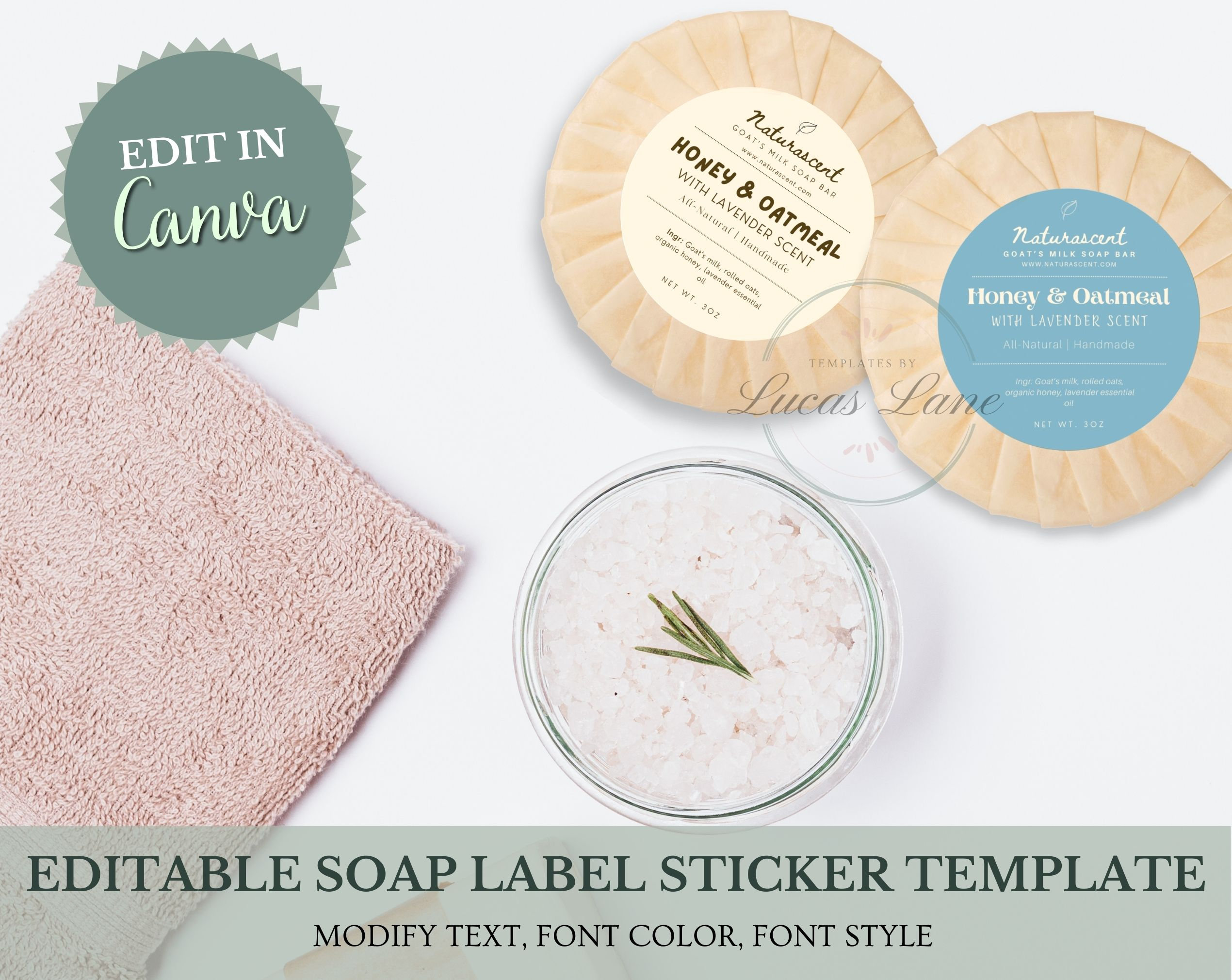 Round Soap Label Sticker Template, Canva Editable Circle Soap Label ...