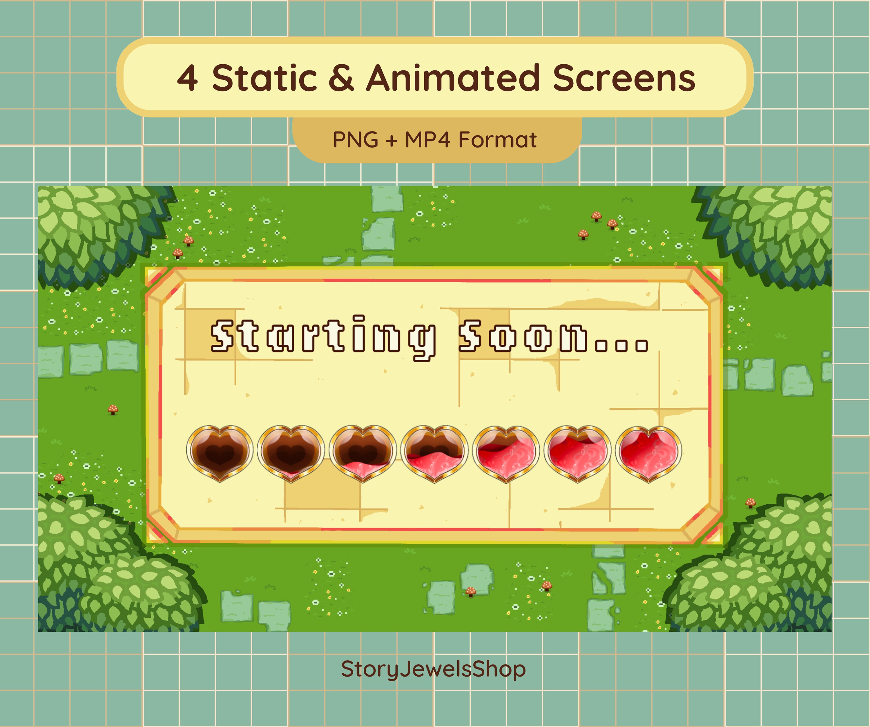 Animated Pixel Stream Screens for Twitch, Grass Field Ruin Rune Theme ...