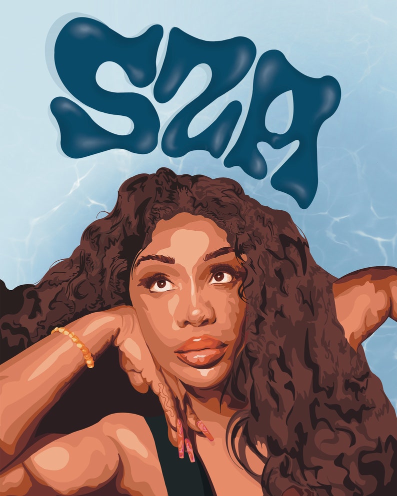 SZA Digital Portrait Poster Print Illustration Digital Art Digital File ...