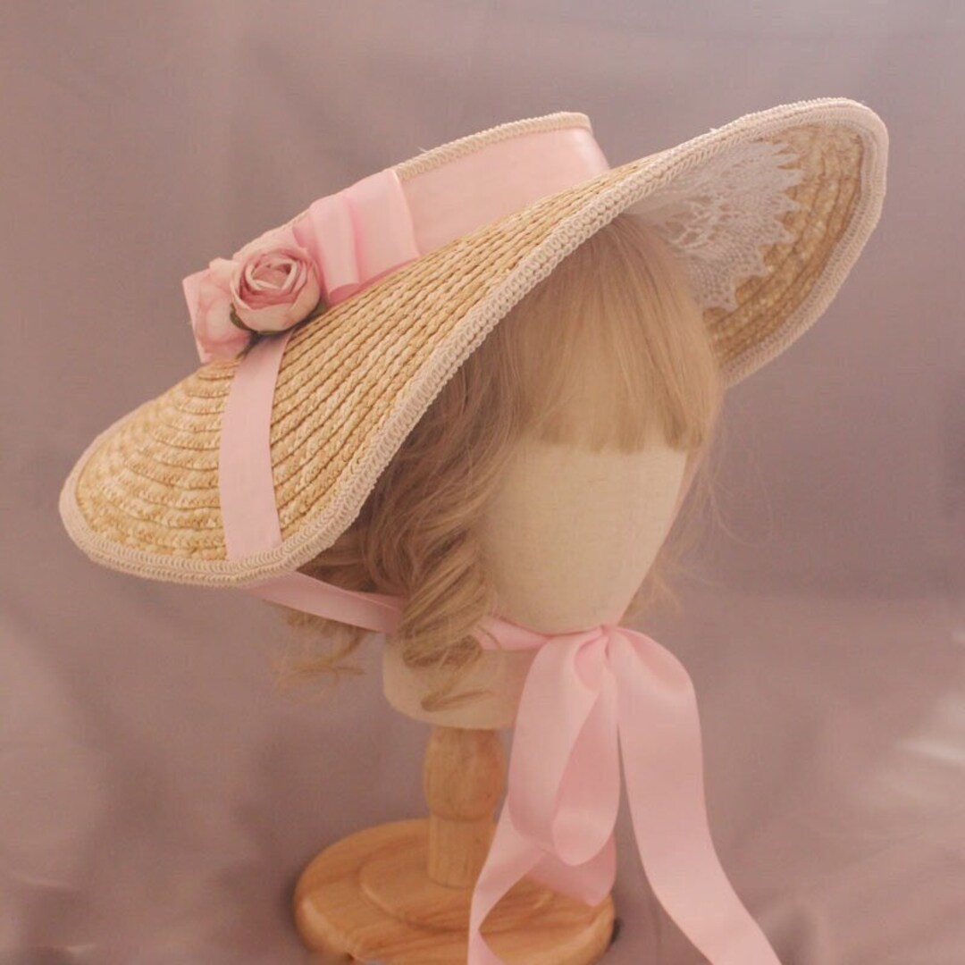 Wide Brim Flower Bonnet Straw Hat Photo Shoot Hat Lace-up - Etsy