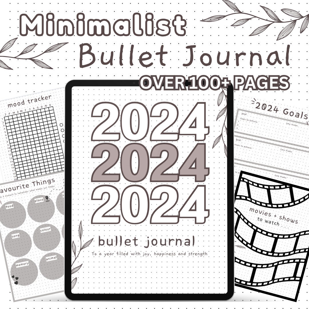 2024 Minimalist Bullet Journal, Digital 365 Day Journal, 100+ Pages - Etsy