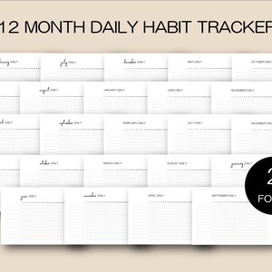 Habit Tracker | Simple | A4 | Landscape | 12 Month Tracker | PDF ...
