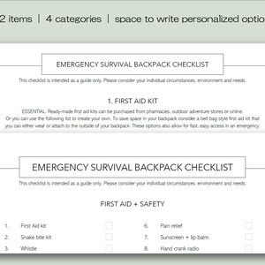 Survival Backpack Checklist | Emergency | Prepper | A4 | PDF ...