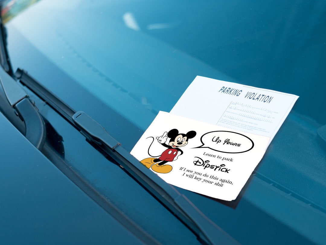 Funny Mickey Mouse With Middle Fingers Notes for Car Windshield With ...