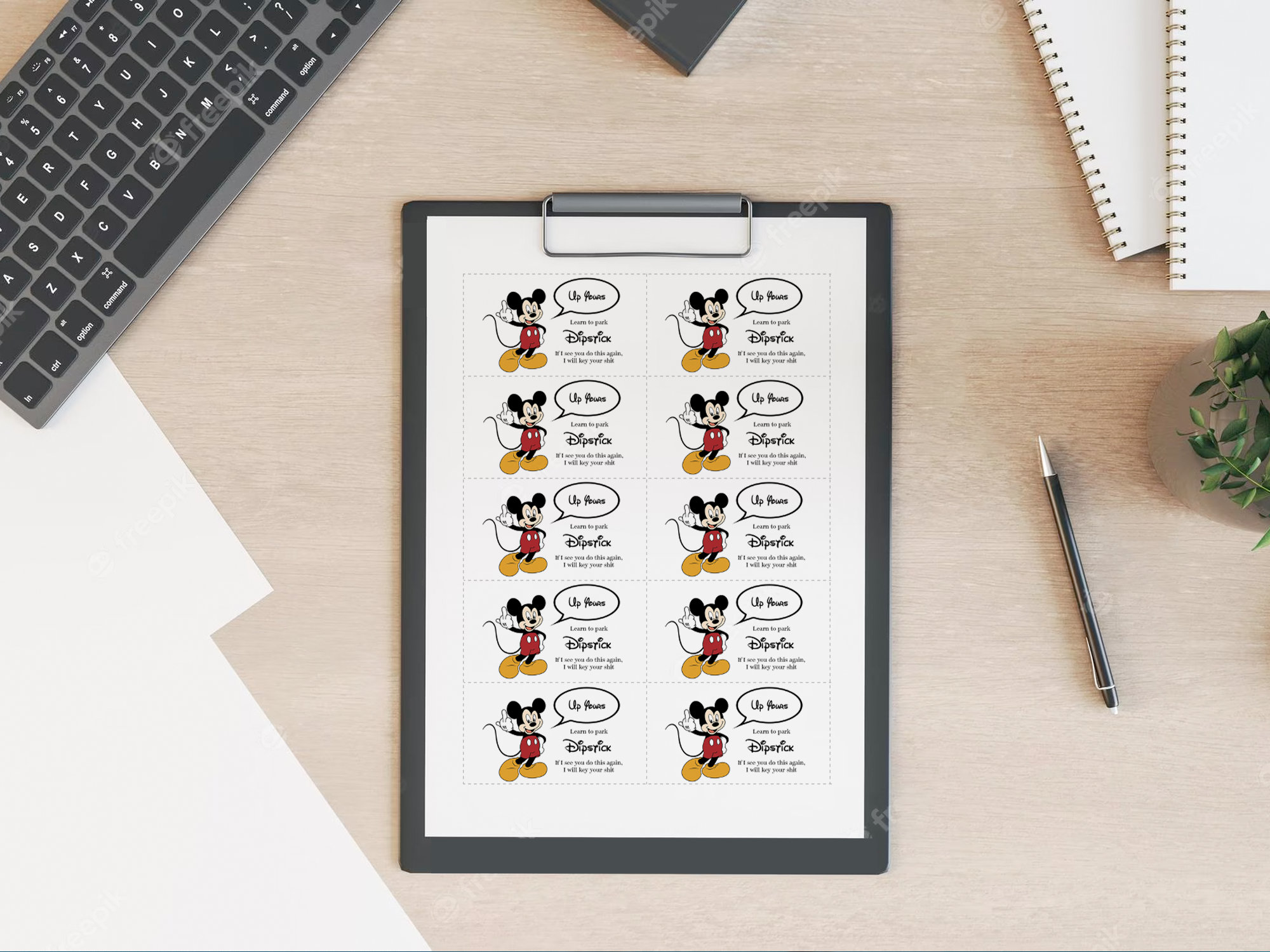 Mickey Mouse Middle Finger Parking