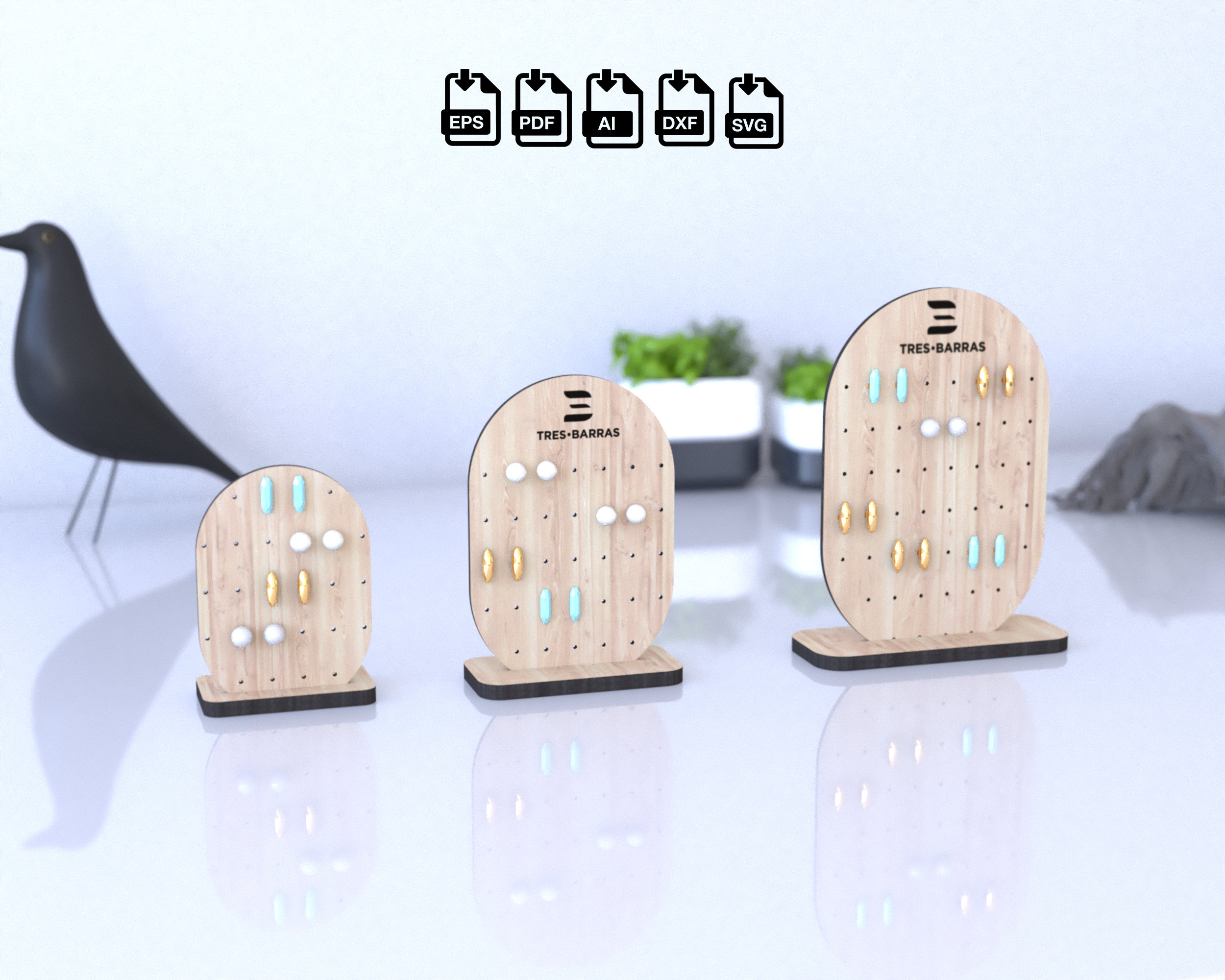 Earring Display Stand-laser Cut Files-jewelry Organizer- SVG Ai DXF ...