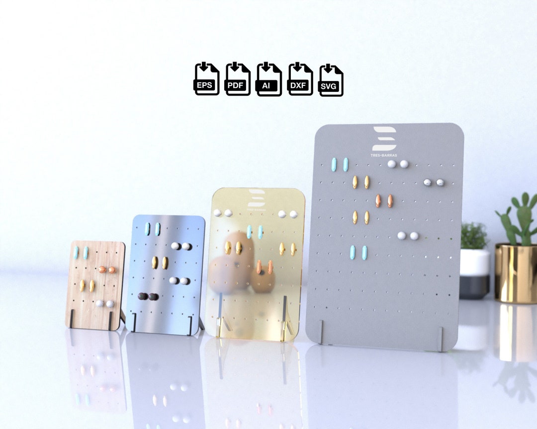 Earring Display Stand 4 Sizes | Laser Cut Jewelry Organizer SVG, AI ...