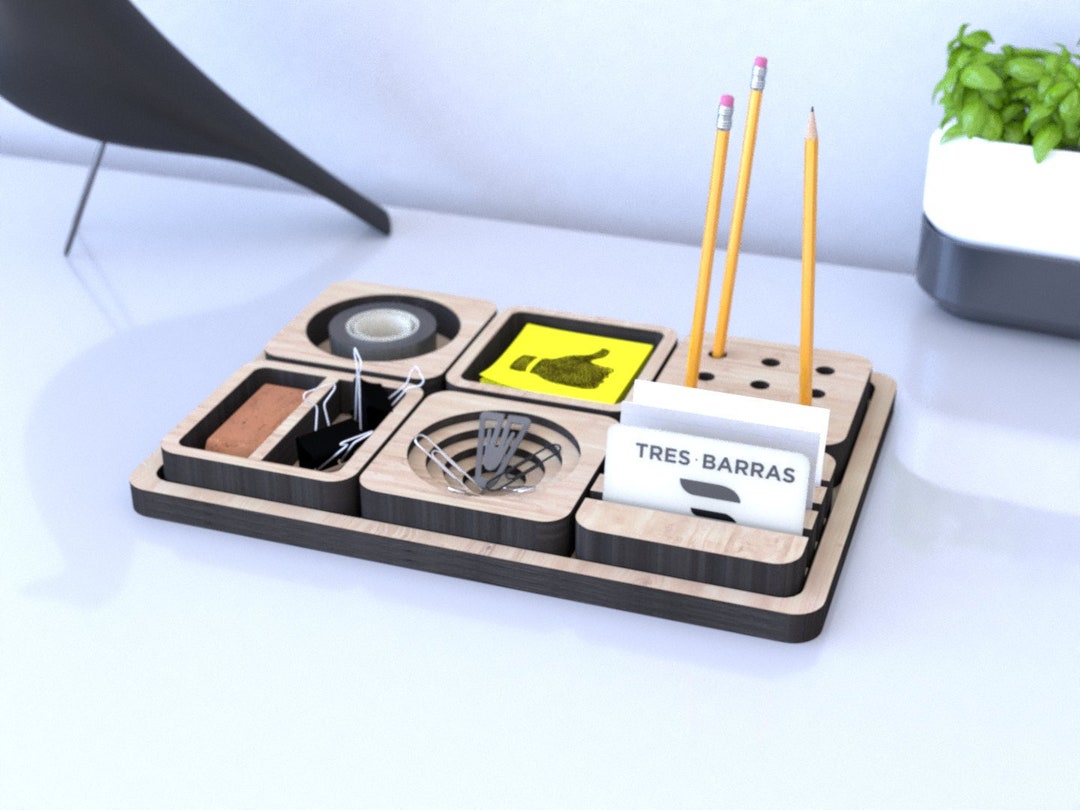 Set of 6 Desk Organizer, Organizer, Office Accesories, Wood Organizer ...