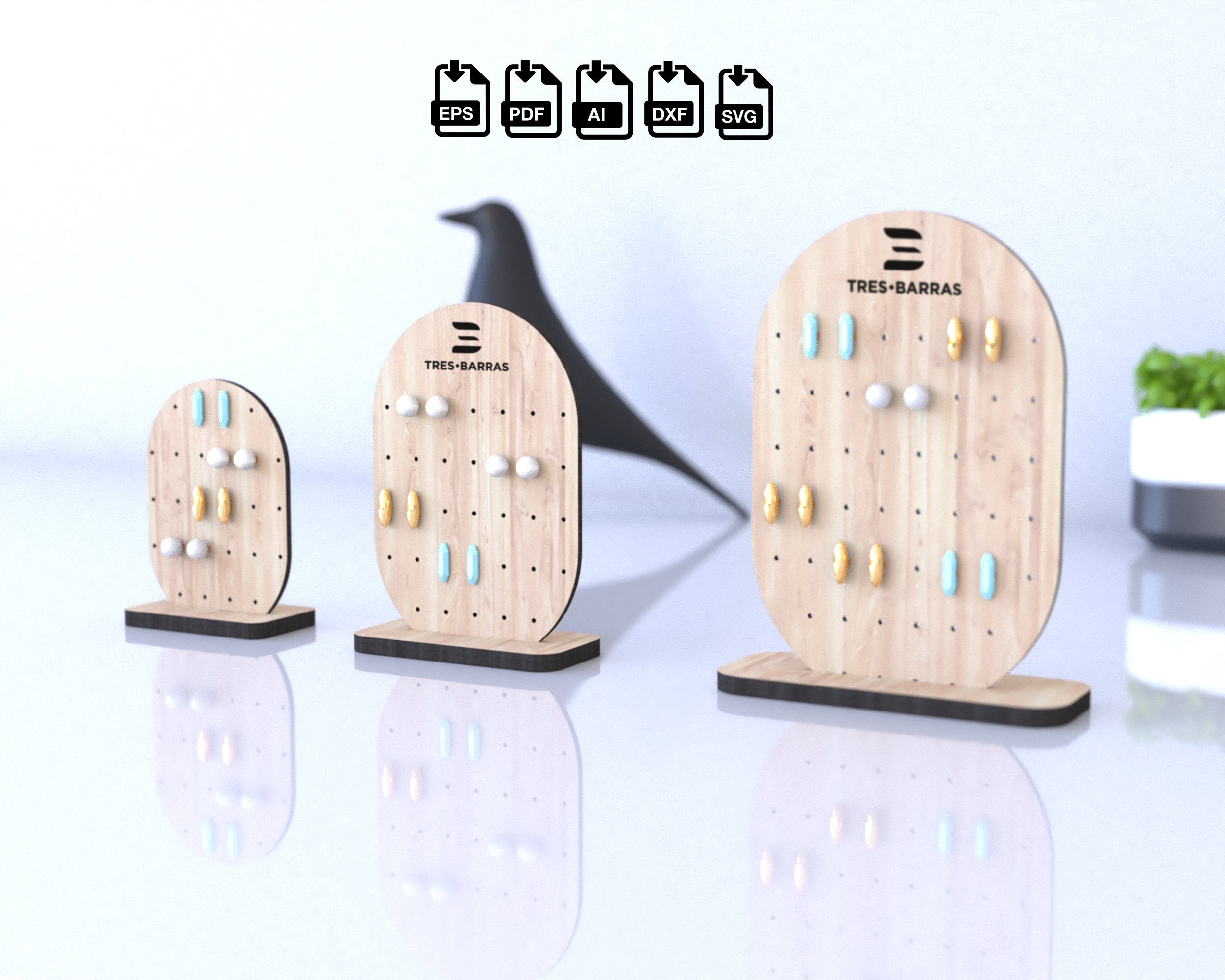 Earring Display Stand-laser Cut Files-jewelry Organizer- SVG Ai DXF ...