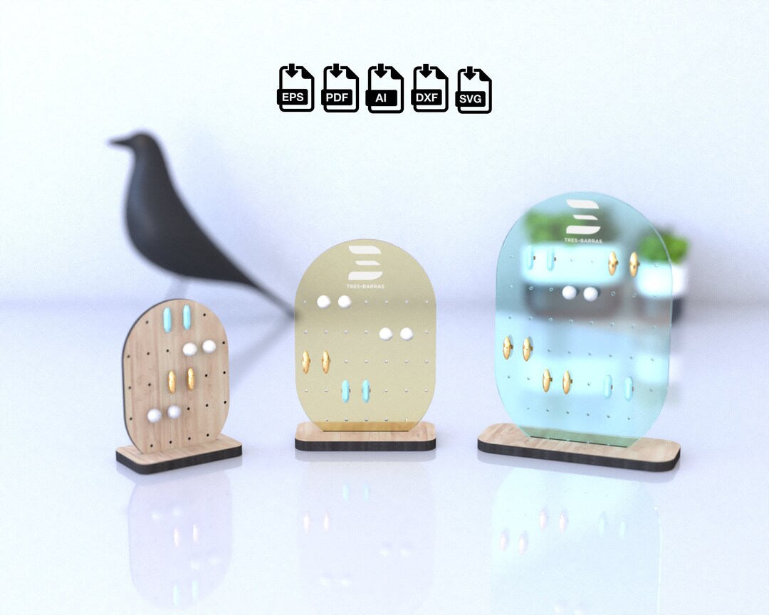 Earring Display Stand-laser Cut Files-jewelry Organizer- SVG Ai DXF ...