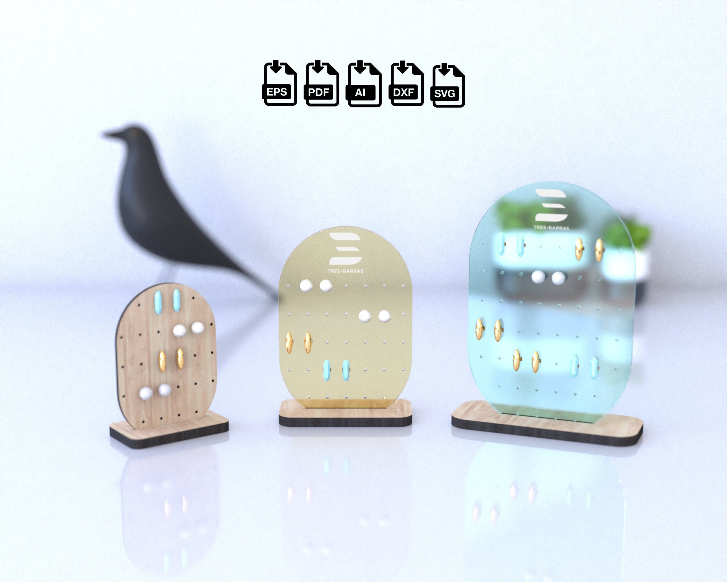 Earring Display Stand-laser Cut Files-jewelry Organizer- SVG Ai DXF ...
