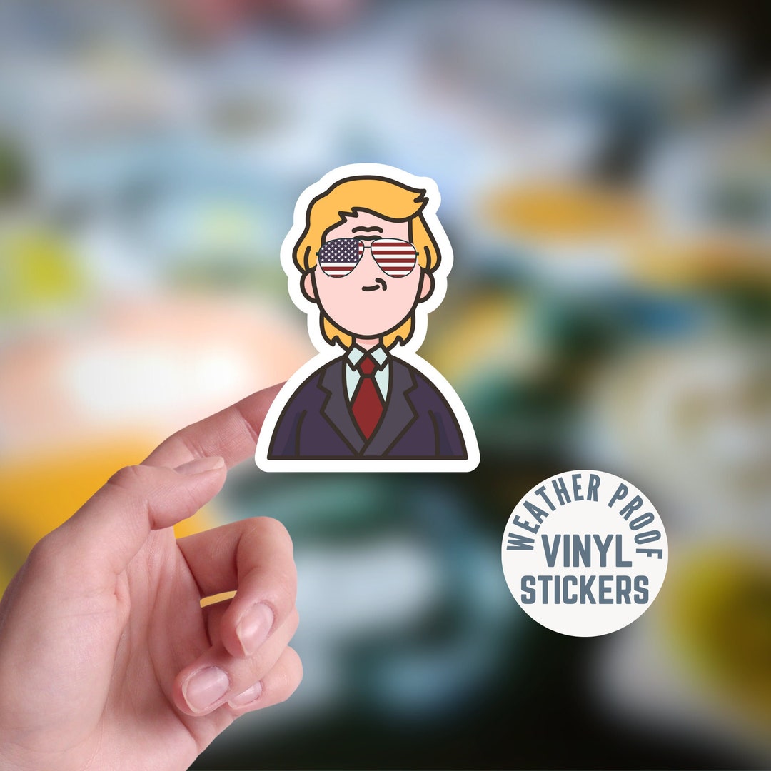 Cartoon Trump Sticker, Water Bottle Sticker, MAGA, Gifts for ...