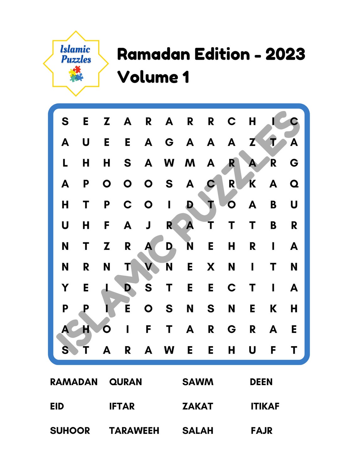 Ramadan Word Search Puzzles | Ramadan Activities for Kids | Ramadan ...