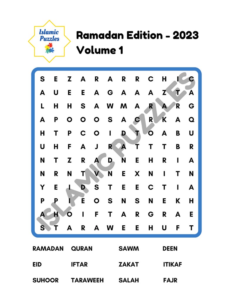 Ramadan Word Search Puzzles | Ramadan Activities for Kids | Ramadan ...