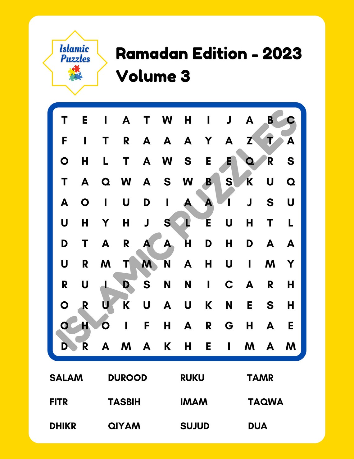 Ramadan Word Search Puzzles | Ramadan Activities for Kids | Ramadan ...